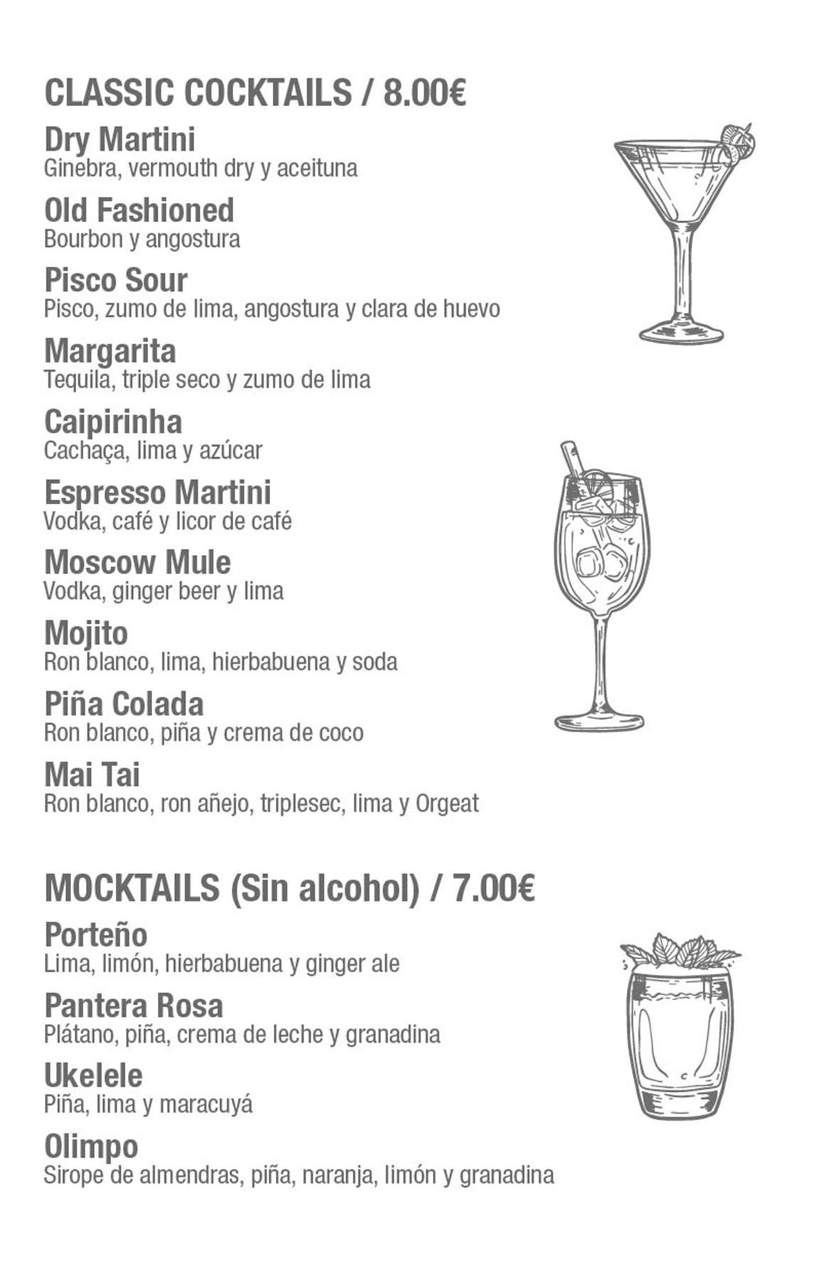 Carta - La Plaza Cocktails Bar & Restaurant